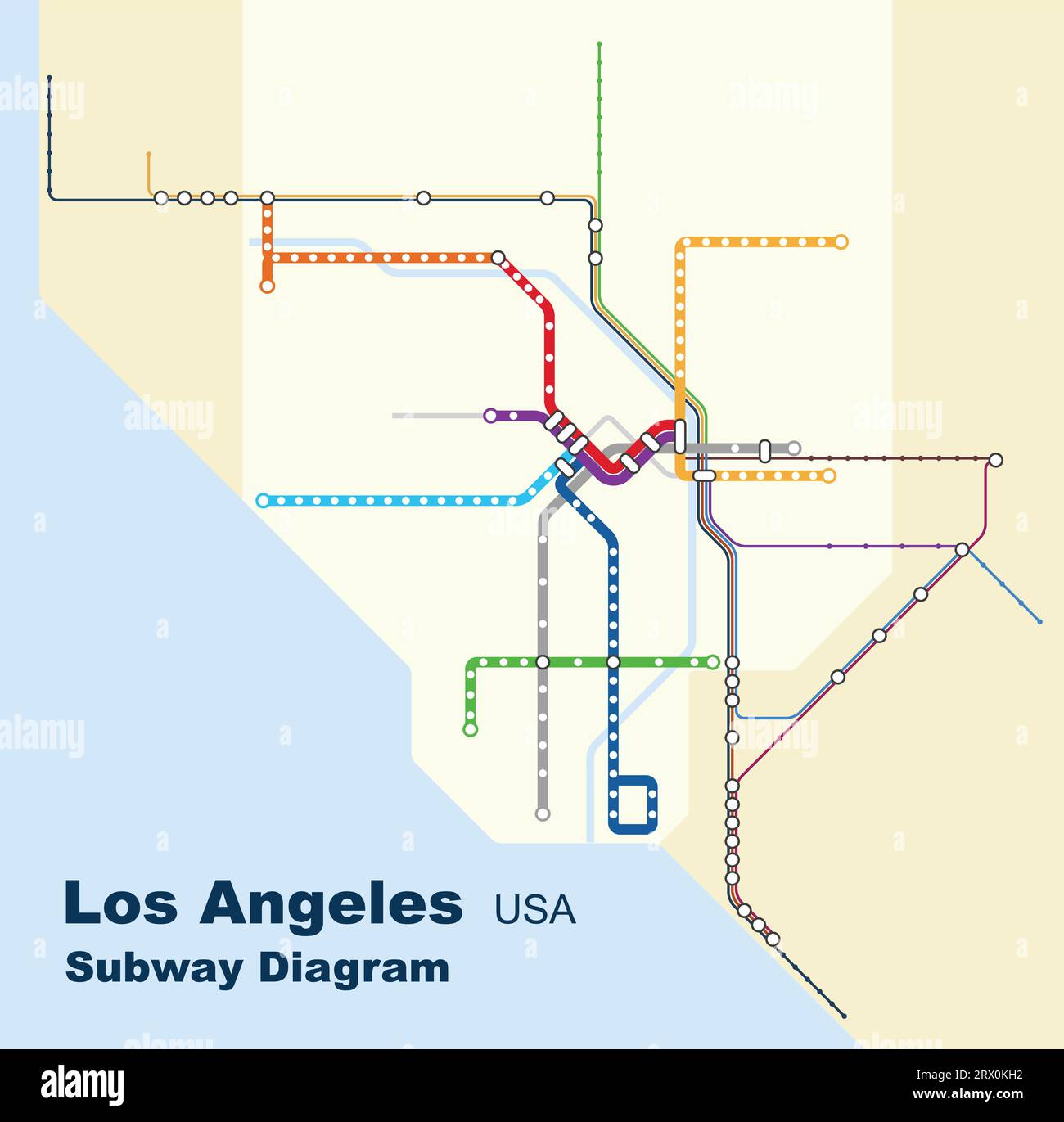 Layered editable vector illustration of the subway diagram of Los ...