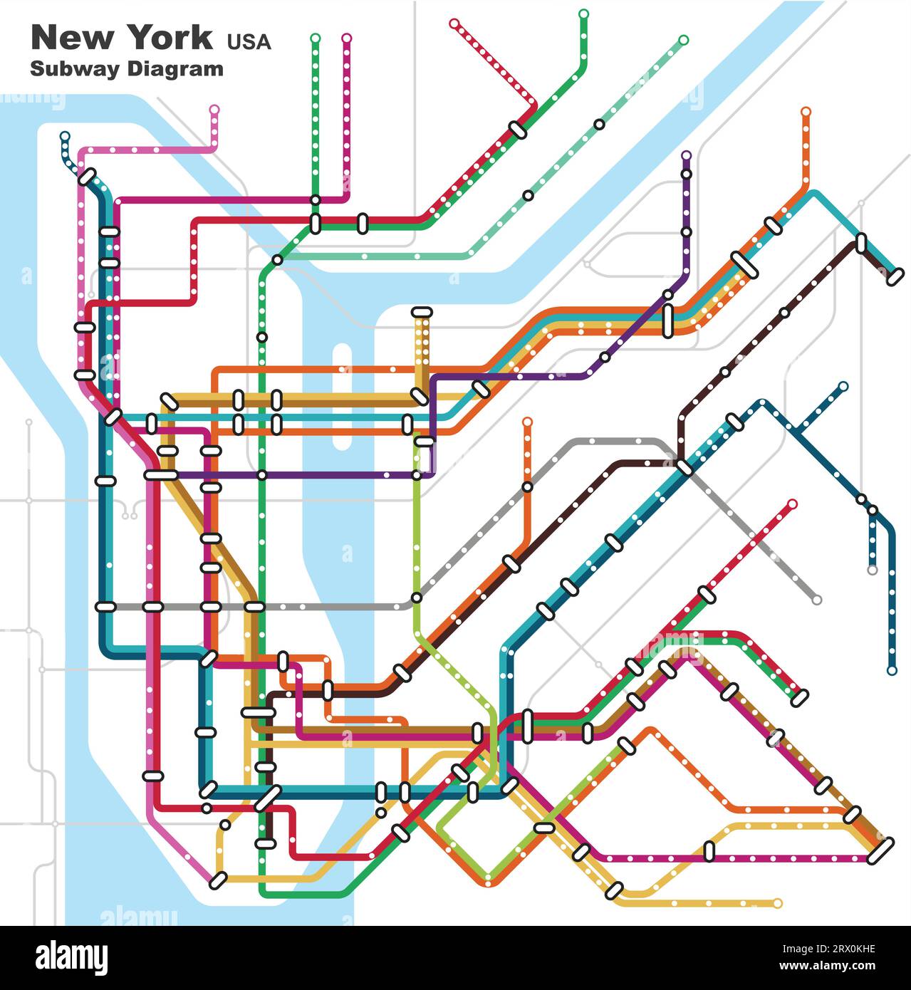 Layered editable vector illustration of the subway diagram of New York ...