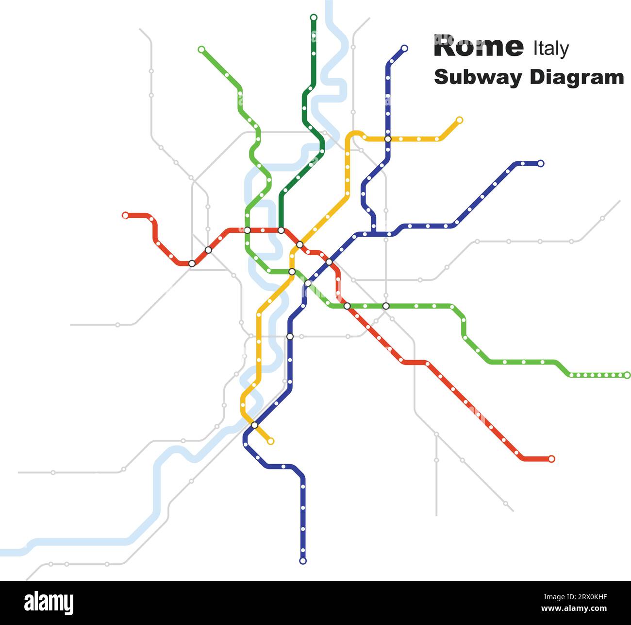 Layered editable vector illustration of the subway diagram of Rome ...