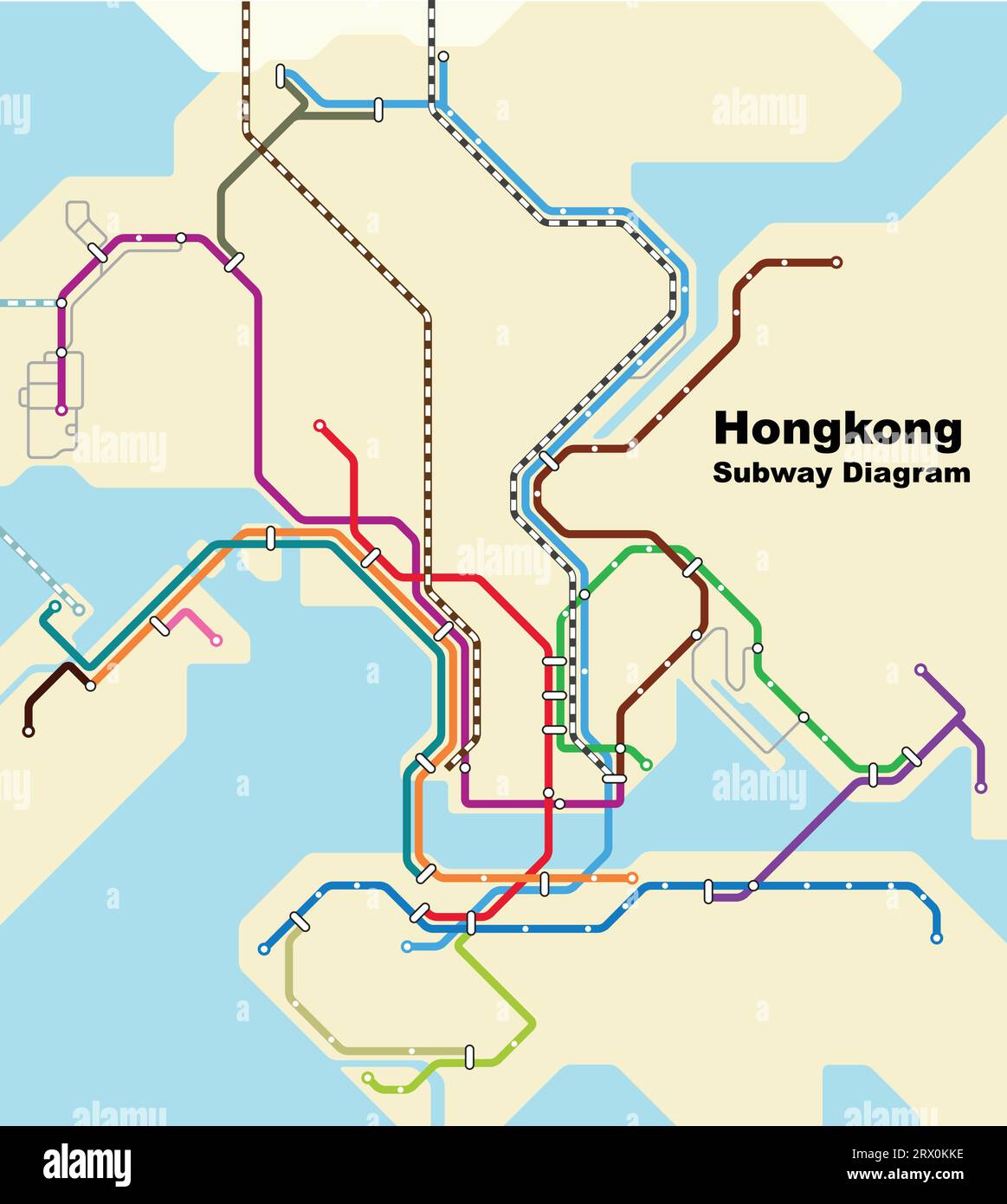 Layered editable vector illustration of the subway diagram of Hongkong ...