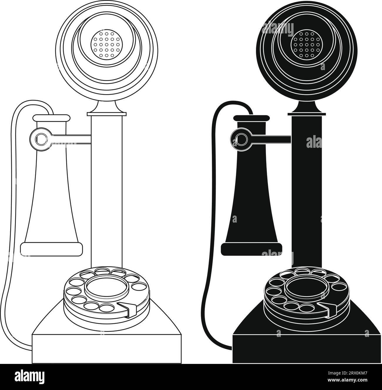 Layered editable vector illustration outline of old telephone Stock ...