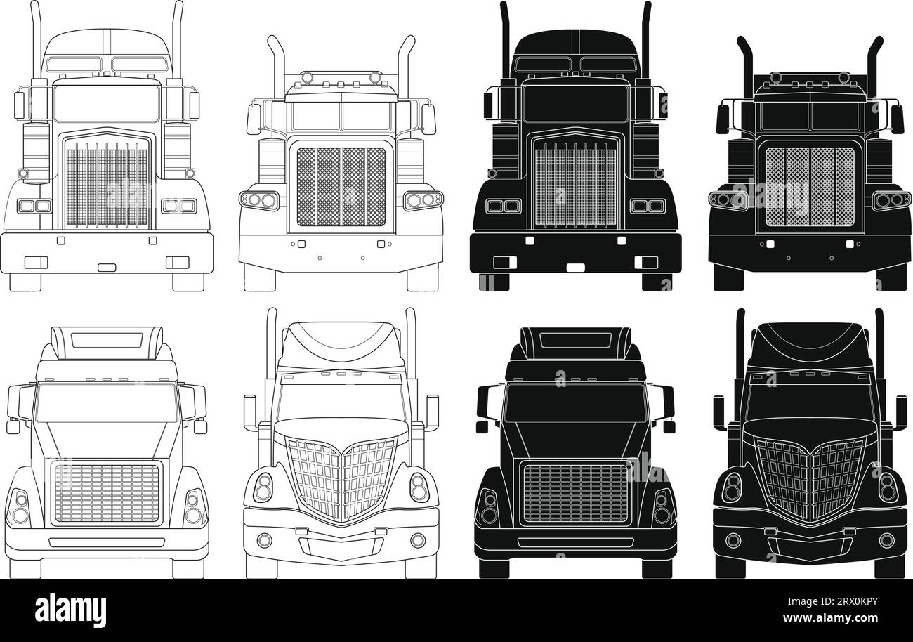 Layered editable vector illustration collection the front outline of ...