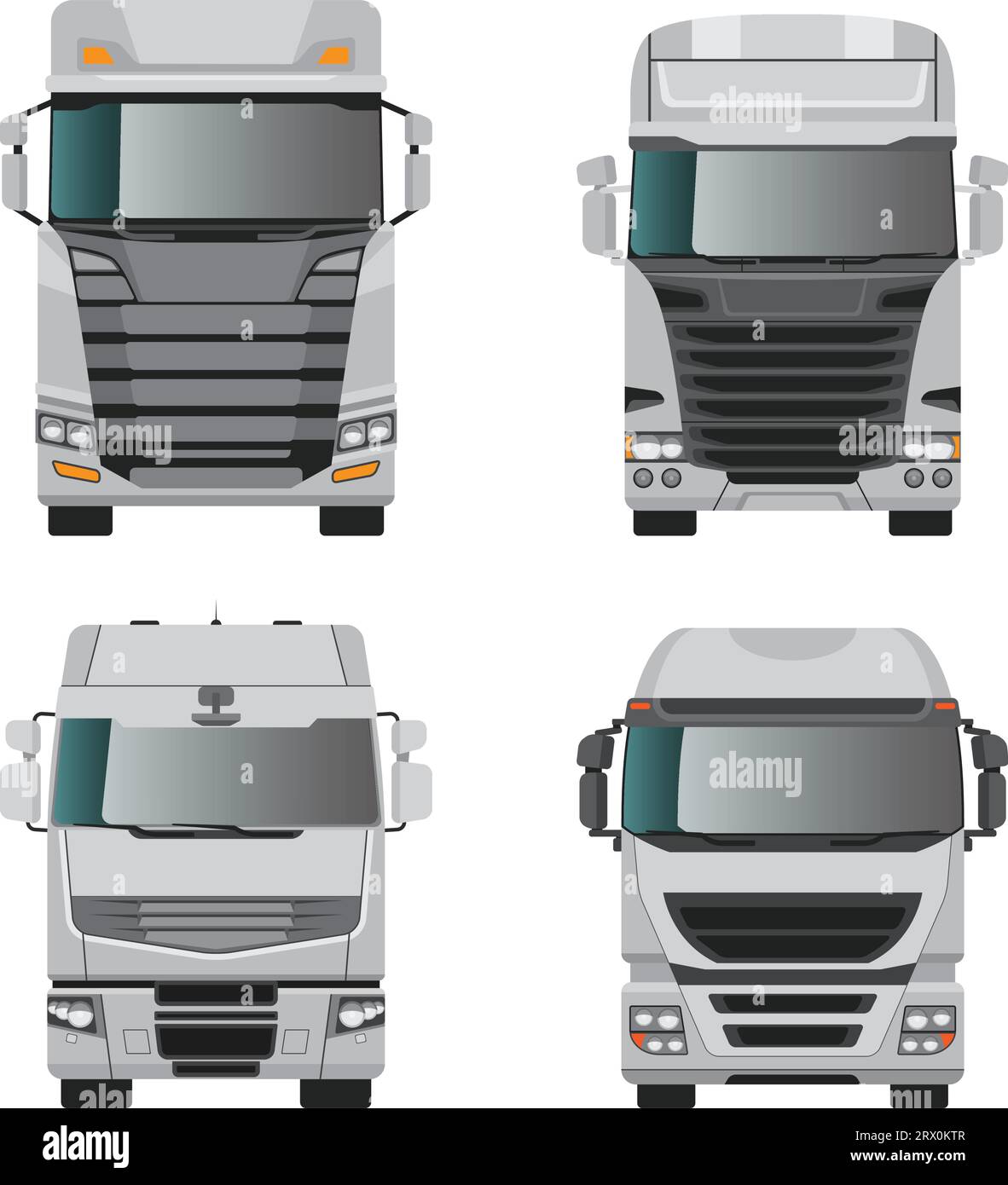 Layered editable vector illustration collection the front of trucks ...