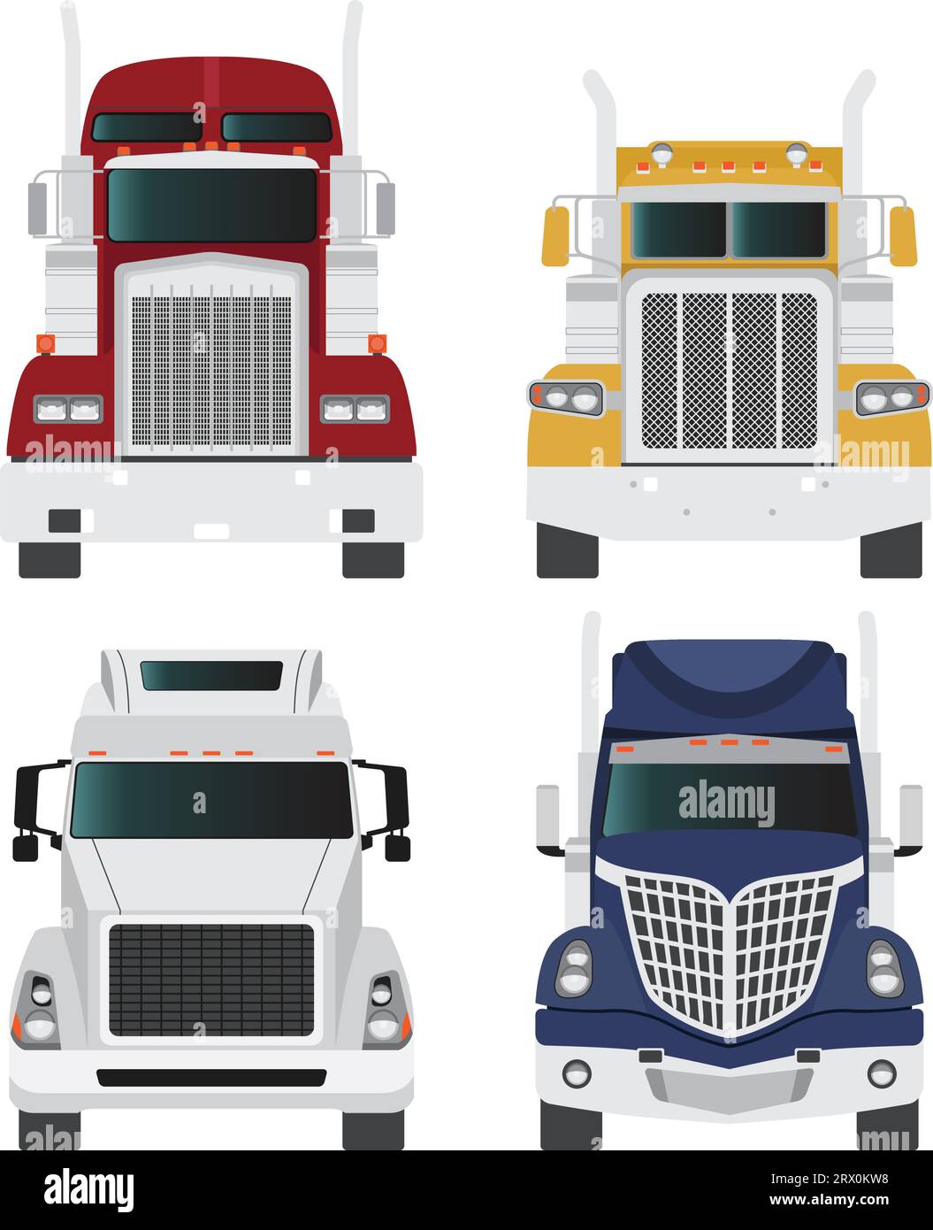 Layered editable vector illustration collection the front of trucks ... Layered editable vector illustration collection the front of trucks ...