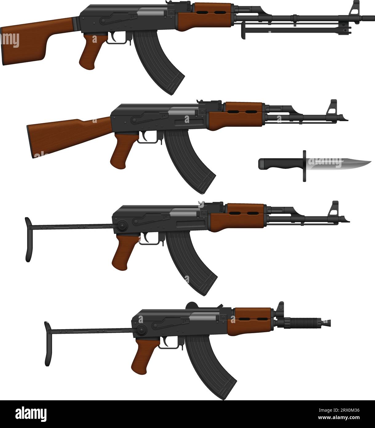 Layered vector illustration of different Assault rifles Stock Vector ...