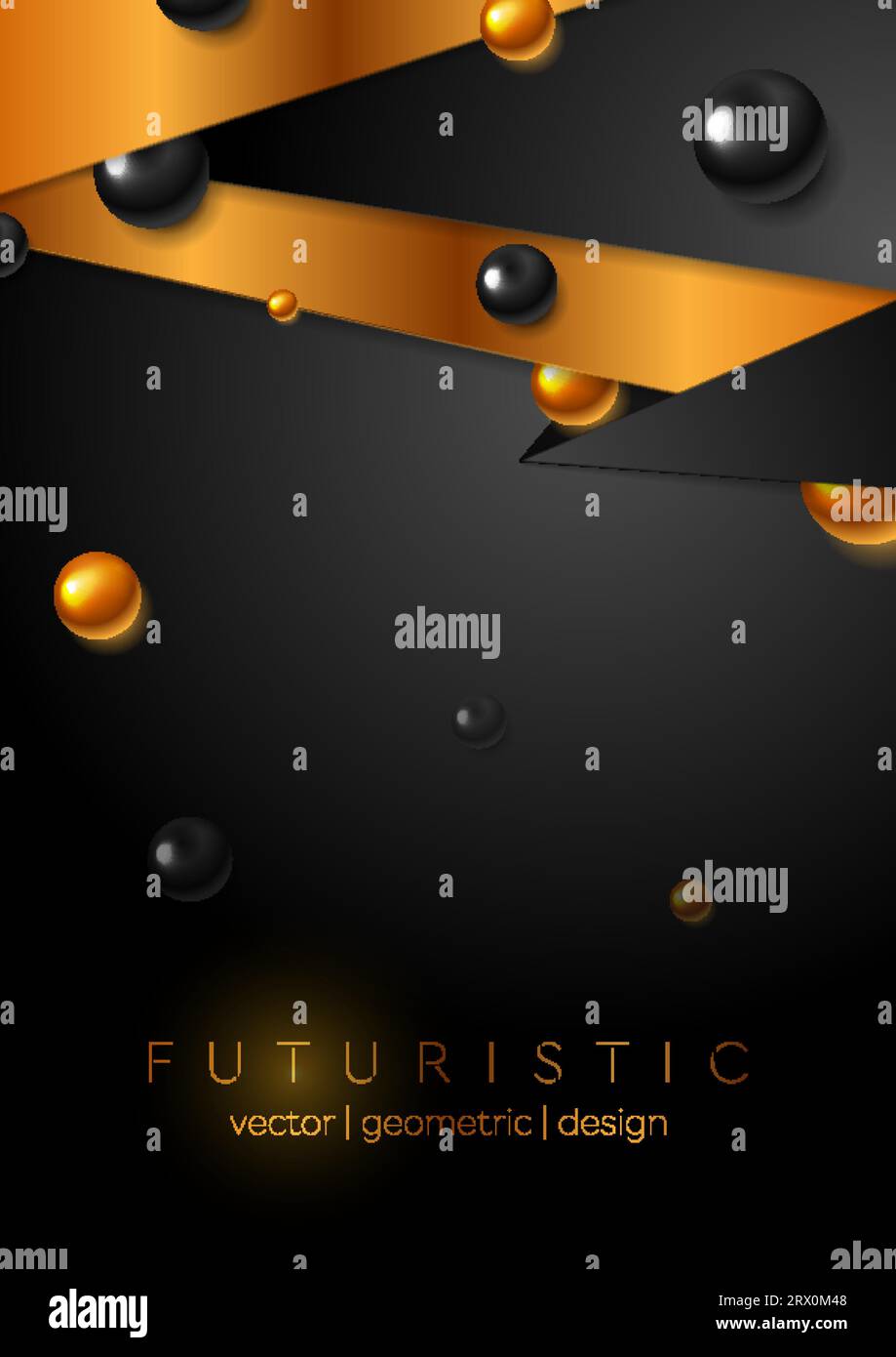 Bronze and black abstract tech corporate background with glossy spheres ...