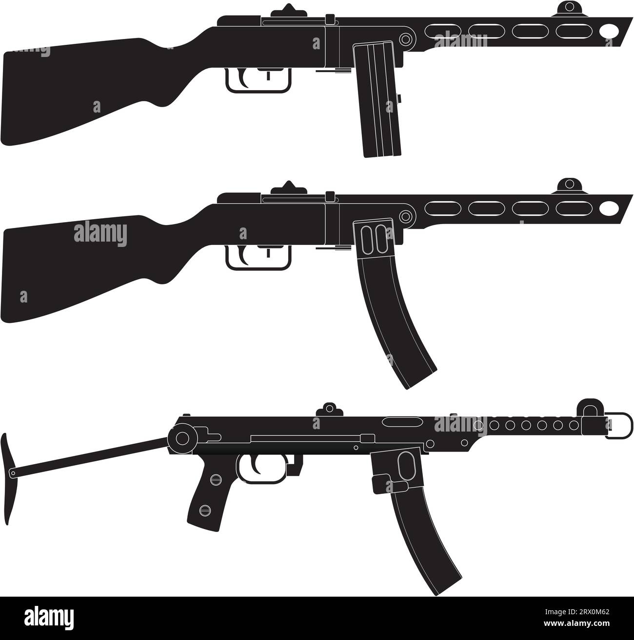 Layered vector illustration of Russian's Machine Pistol Stock Vector ...
