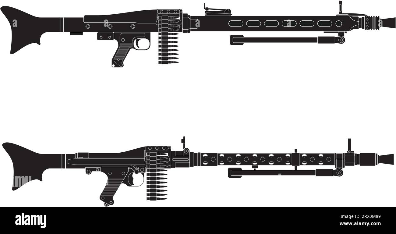 Layered vector illustration of antique Germany Machine Gun Stock Vector ...