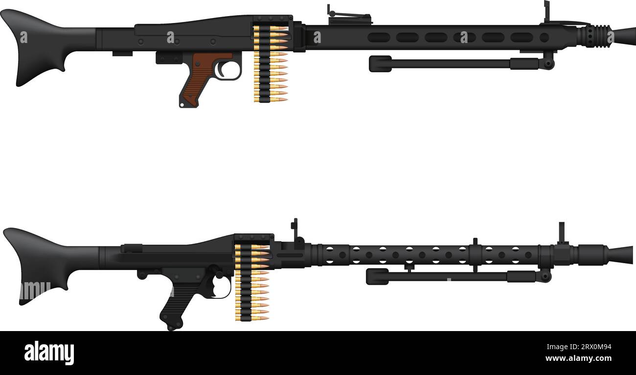 Layered vector illustration of antique Germany Machine Gun Stock Vector ...
