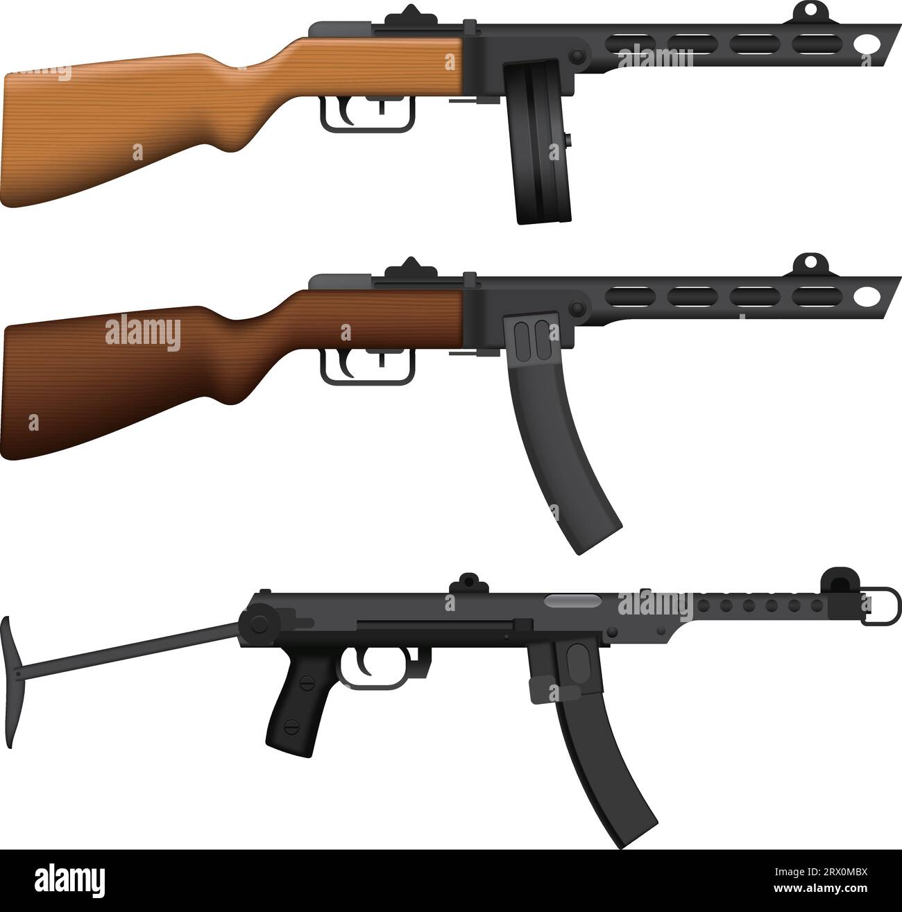 Layered vector illustration of Russian's Machine Pistol Stock Vector ...