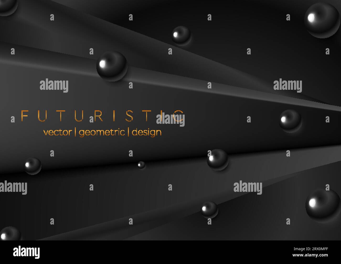 Black abstract tech graphic design with 3d glossy circles. Geometric ...