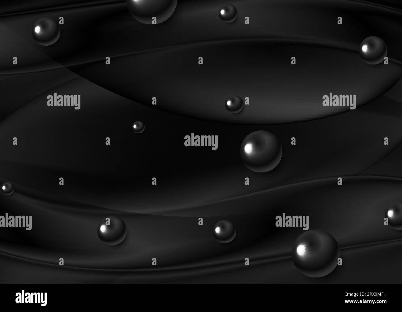 Abstract black modern background with smooth blurred waves and glossy ...