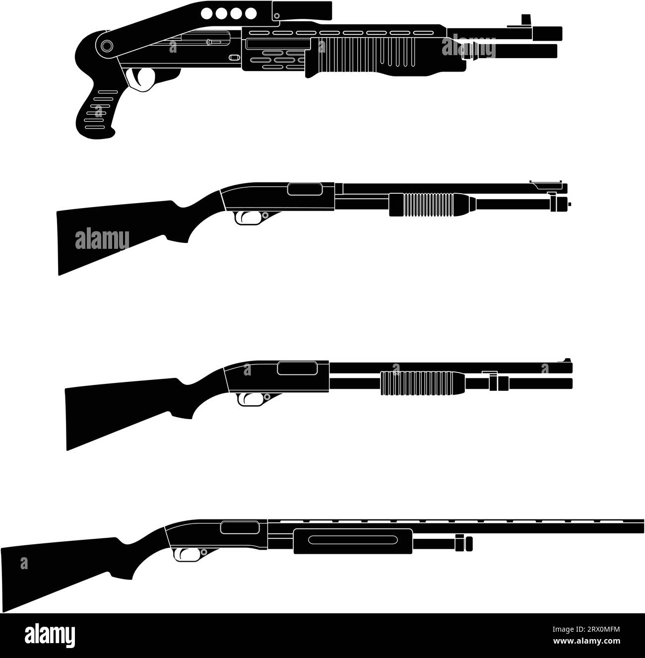 Layered vector illustration of different Shotguns Stock Vector Image ...