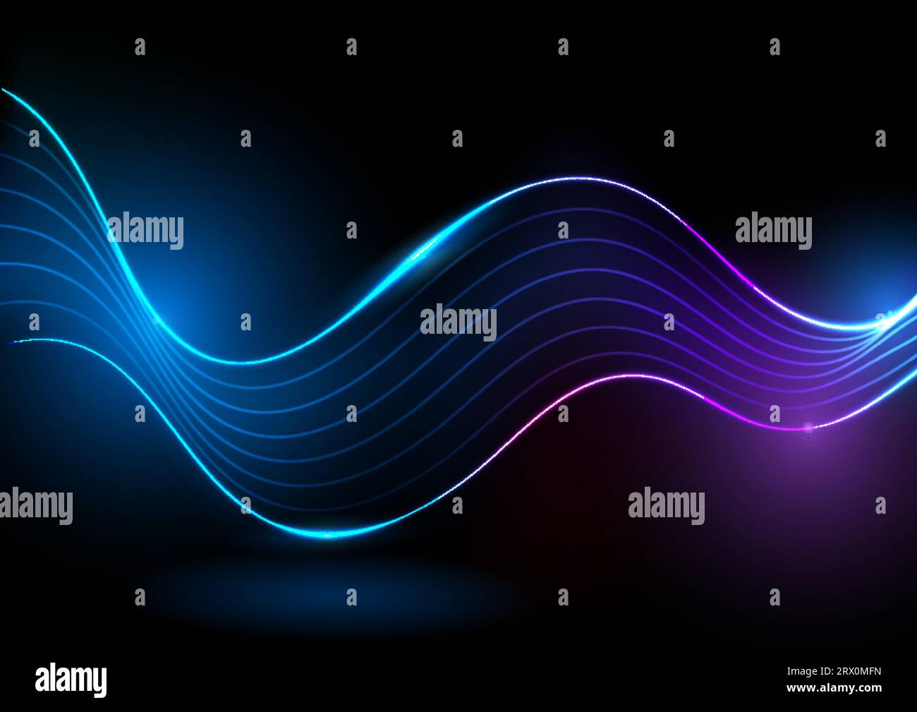 Glowing neon blue purple abstract wavy background. Vector design Stock ...