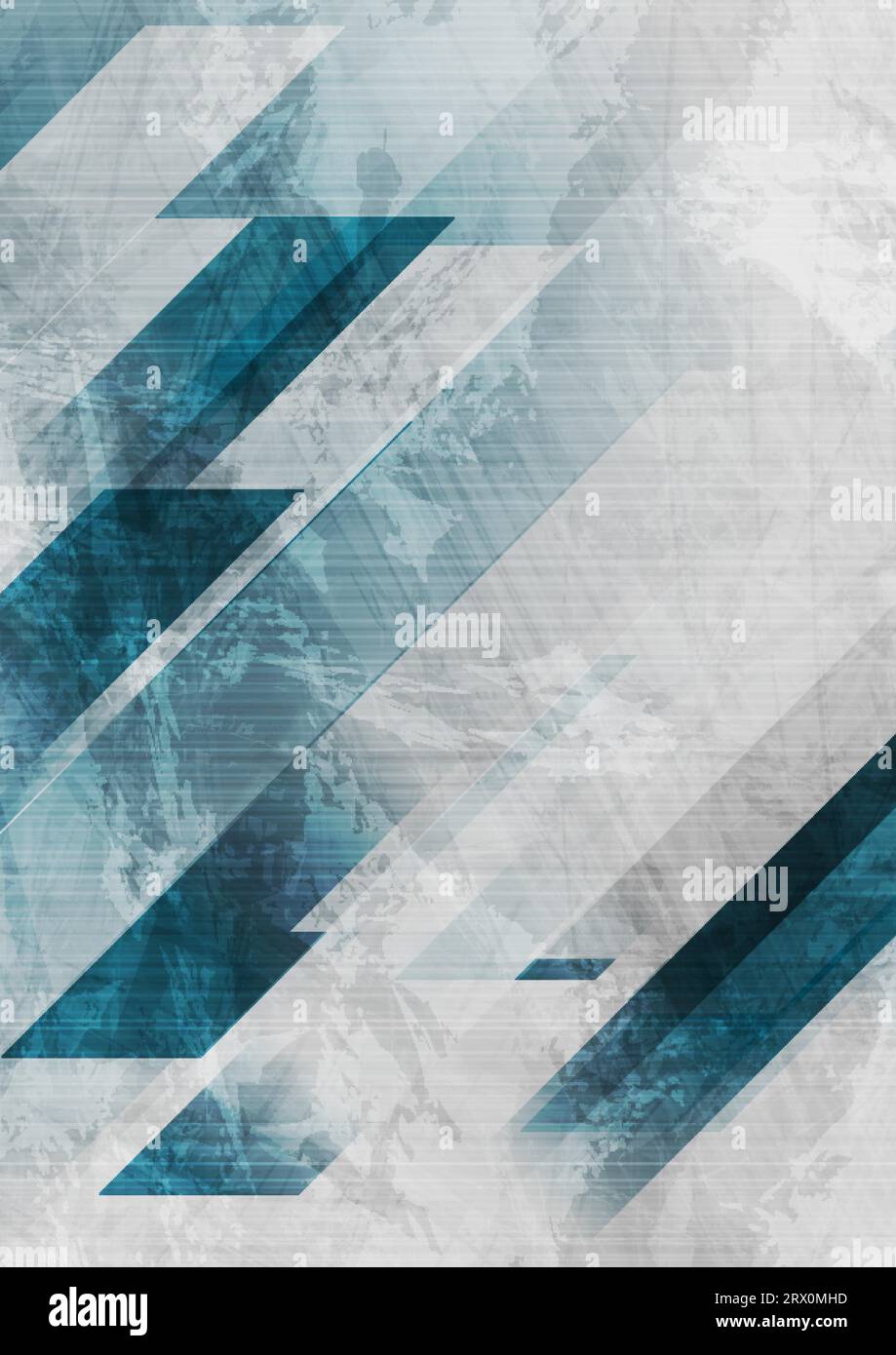 Blue and grey grunge stripes abstract flyer design. Geometric tech ...