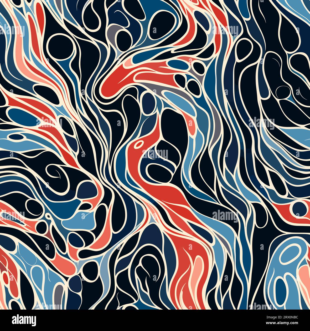 Swirly organic colorful flowing lines, seamless pattern. Vector ...