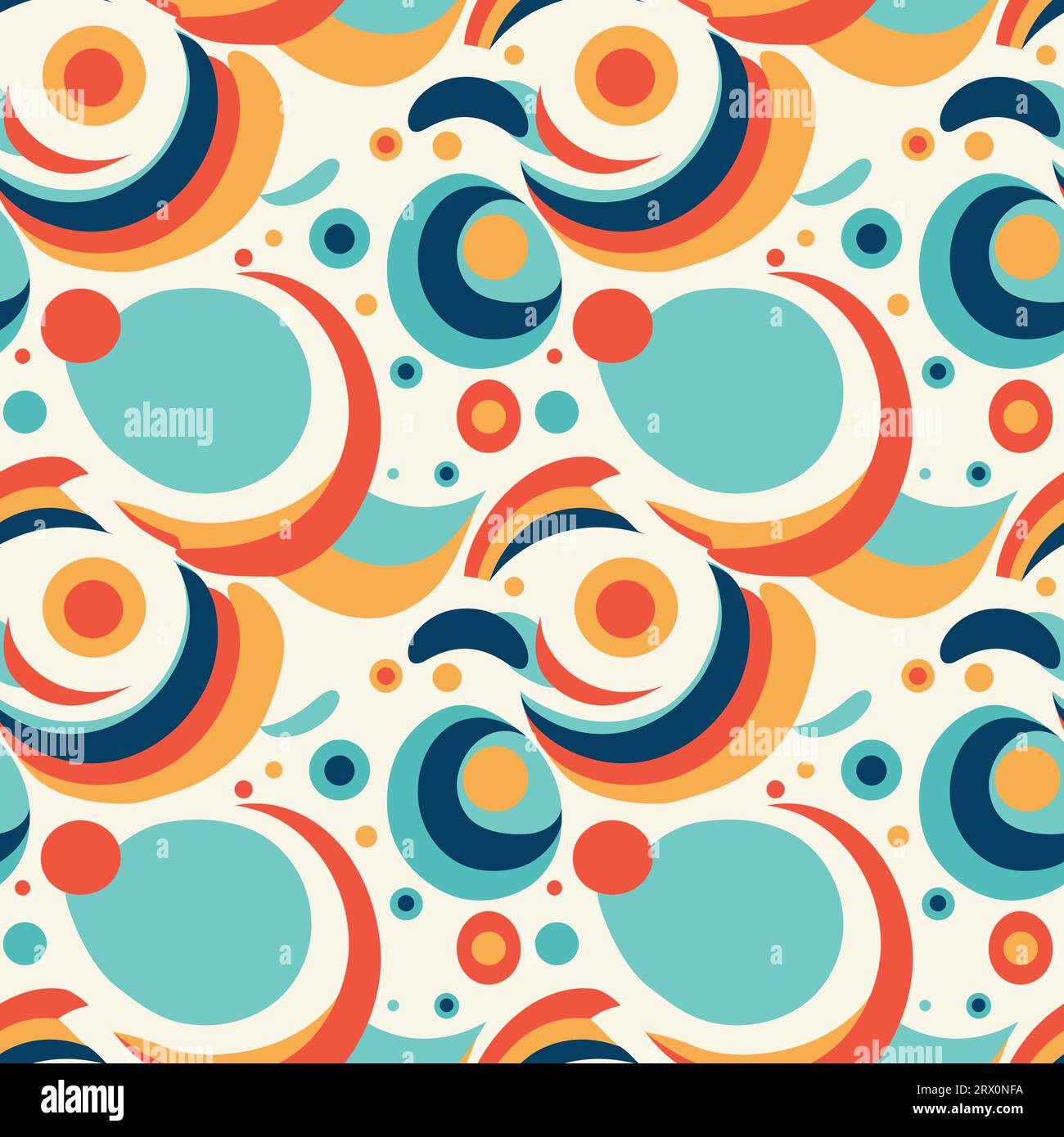 Circular shapes in the background, retro futurist seamless pattern ...