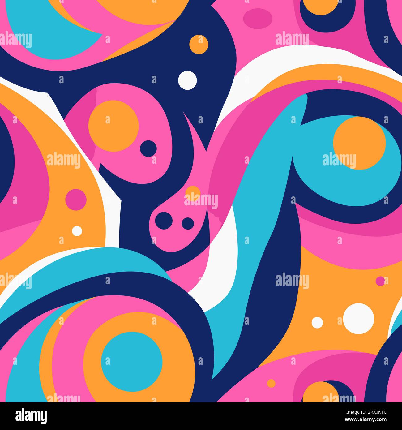 A colorful abstract seamless pattern with circles and bubbles in pink ...