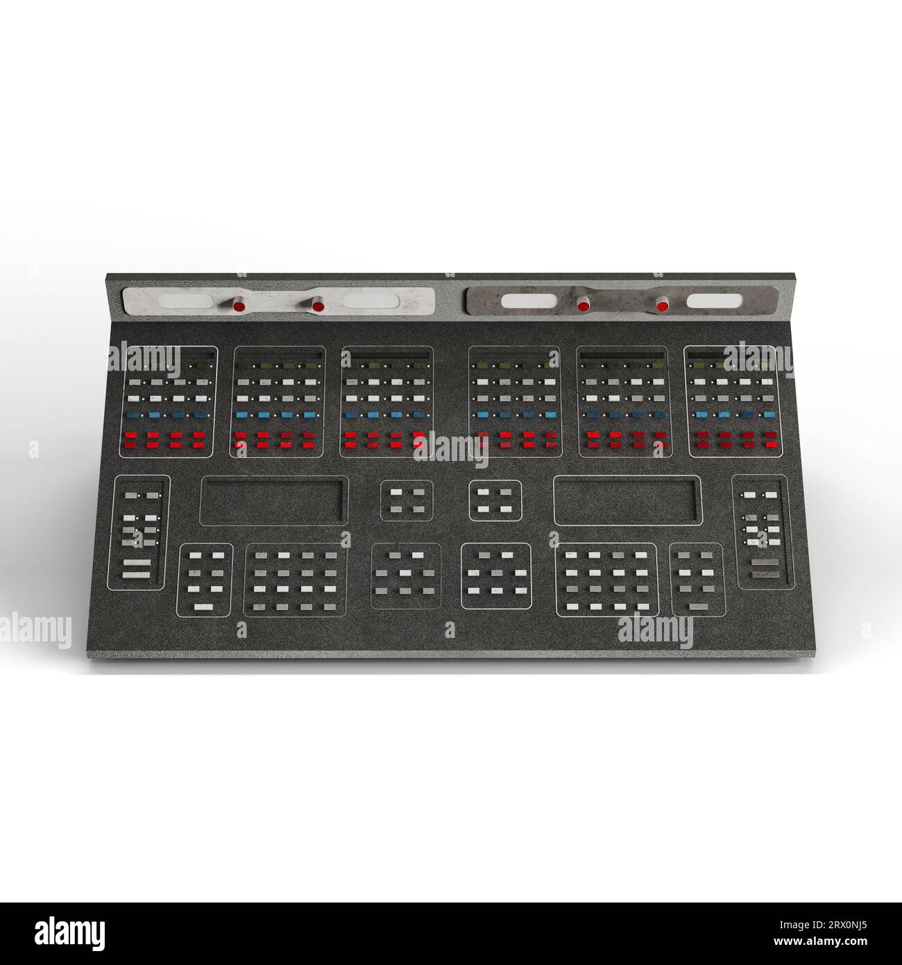 A 3D rendering of a media control panel on a white background Stock ...