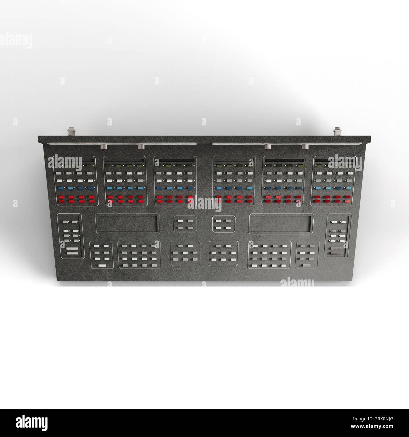 A 3D rendering of a media control panel on a white background Stock ...