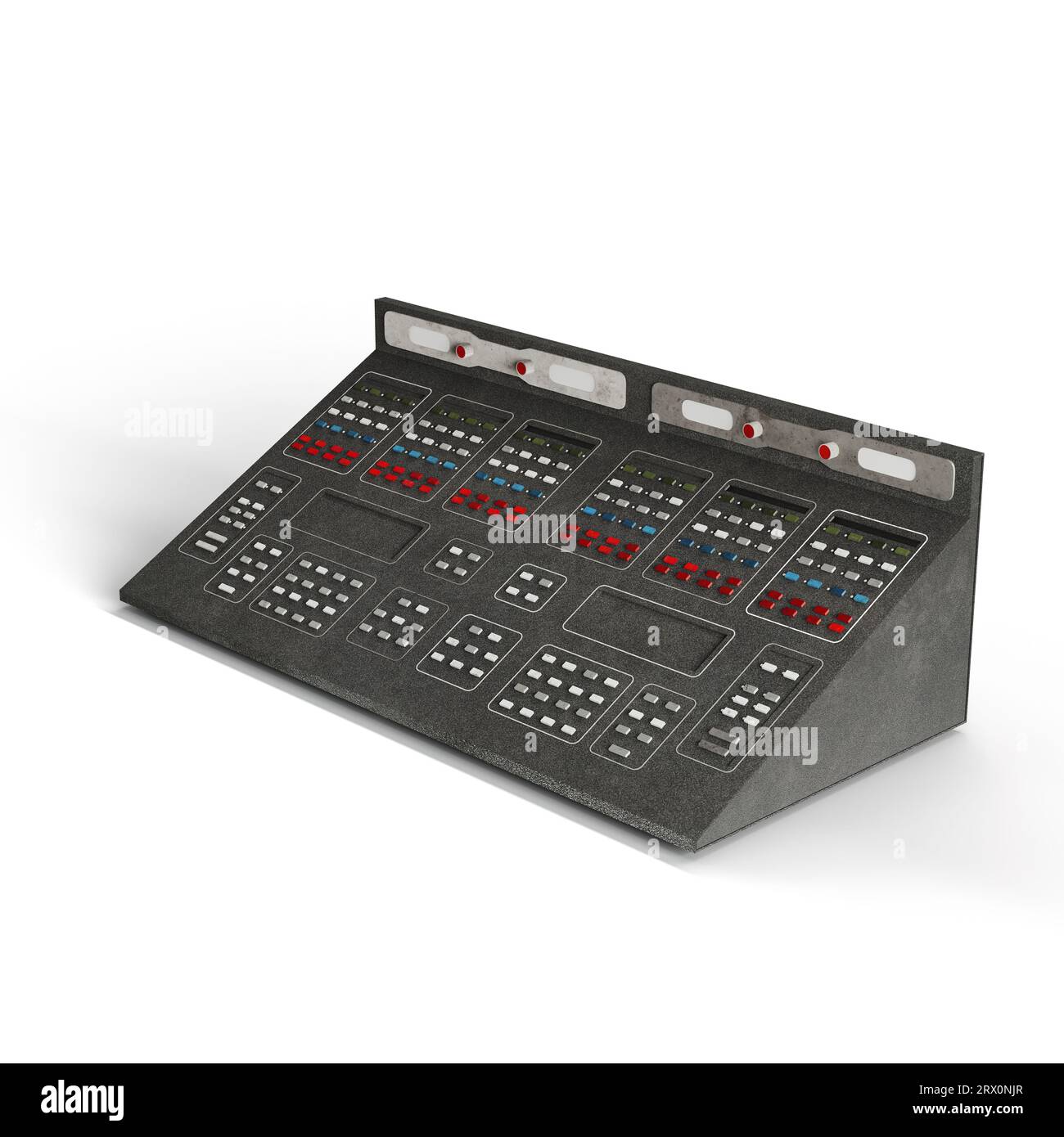 A 3D rendering of a media control panel on a white background Stock ...