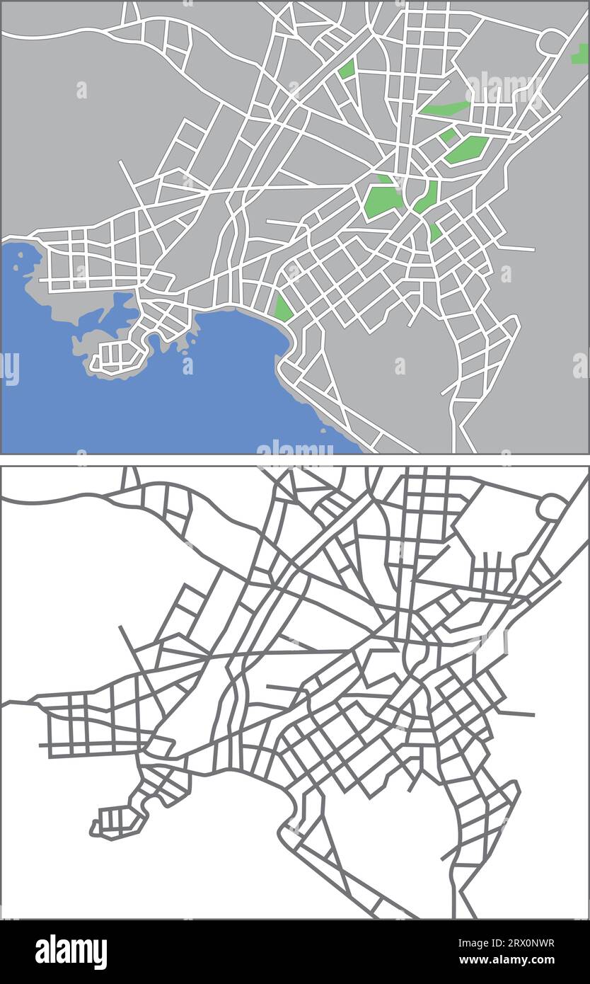 Layered editable vector streetmap of Athens,Greece,which contains lines ...