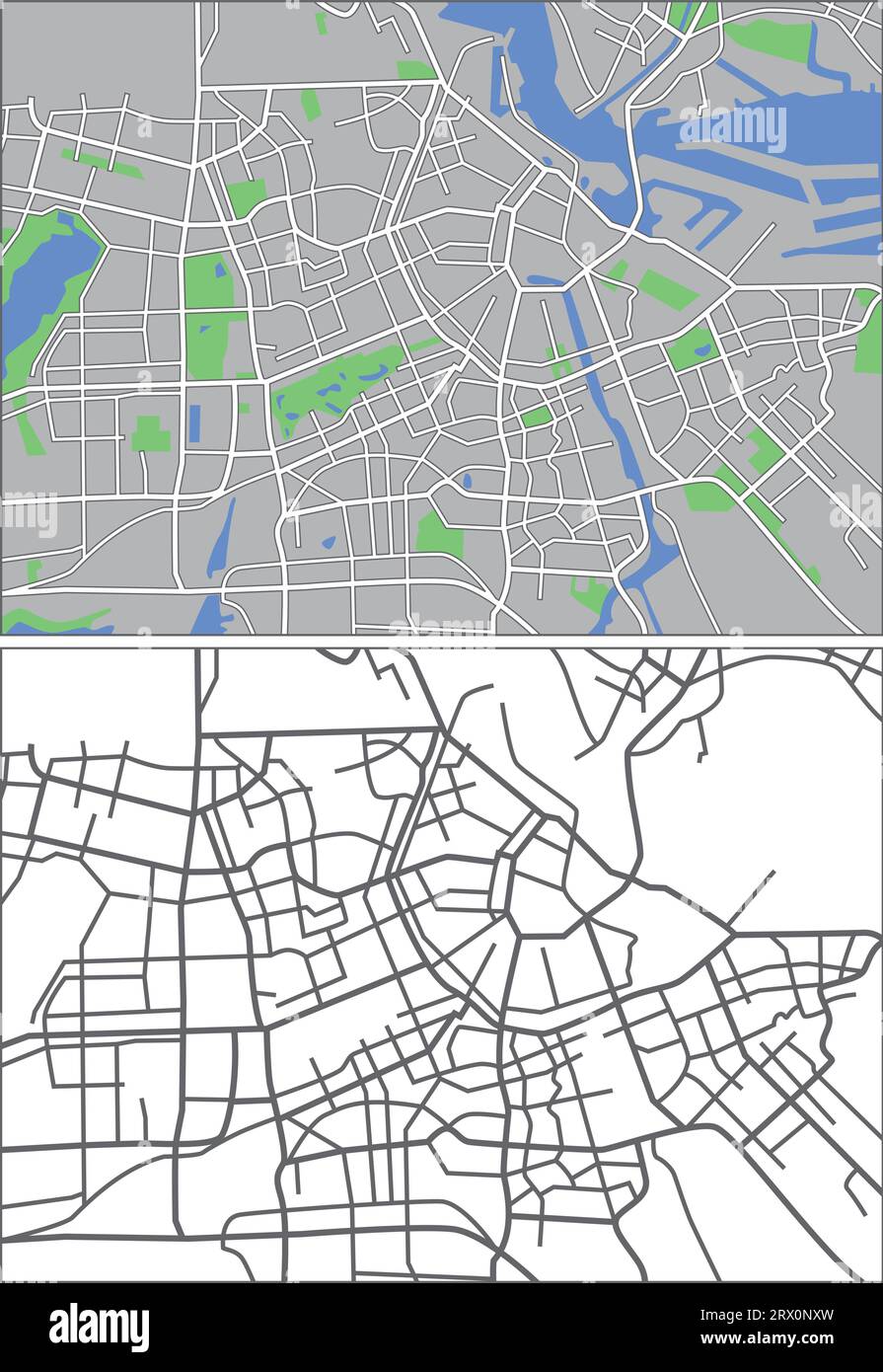 Layered editable vector streetmap of Amsterdam,The Netherlands,which ...