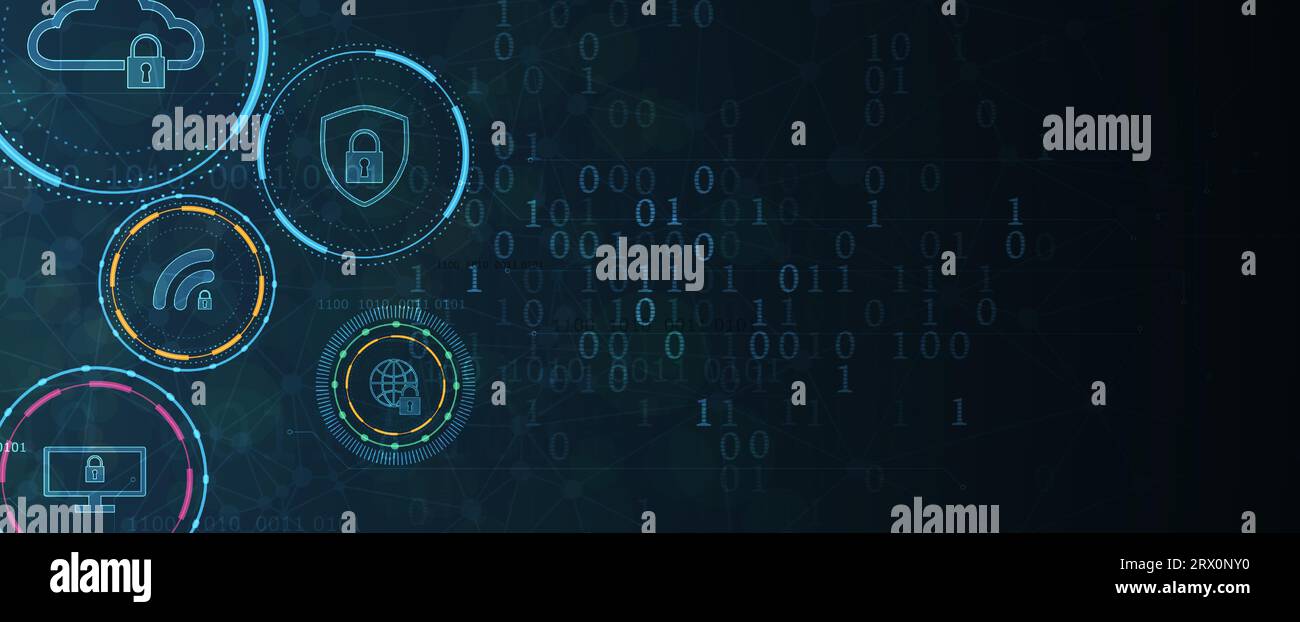 internet digital syber security technology concept for business background. Lock on circuit ...