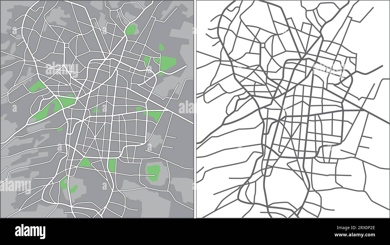 Layered editable vector streetmap of Mexico City,Mexico,which contains ...