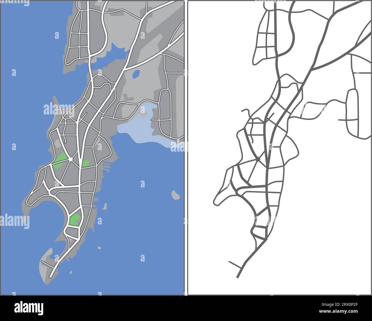 Layered editable vector streetmap of Mumbai,India,which contains lines ...