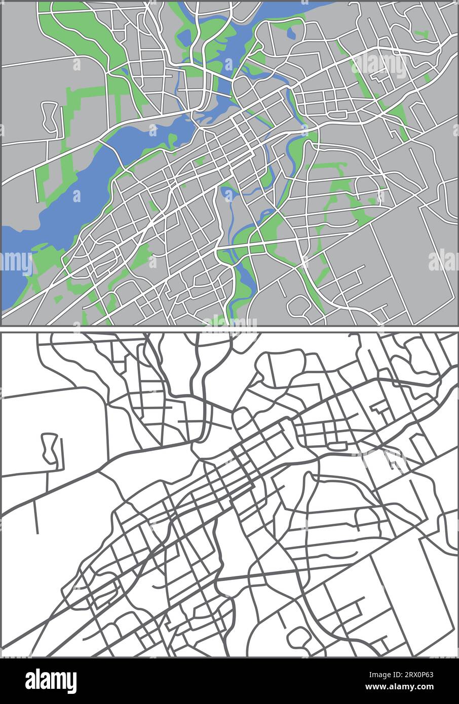 Layered editable vector streetmap of Ottawa,Canada,which contains lines ...