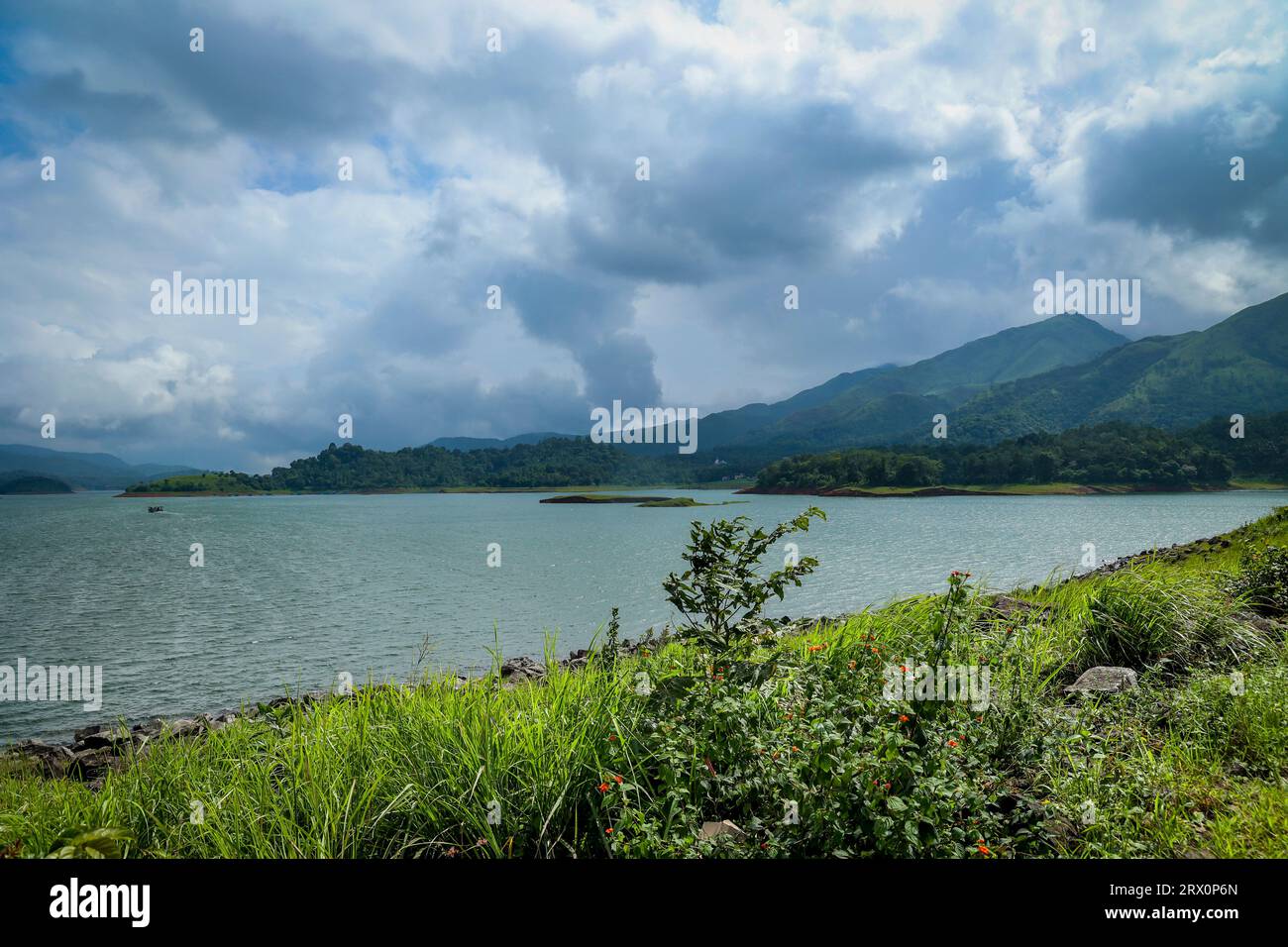 Lake serene with beautiful hiking trails and mountain background image ...