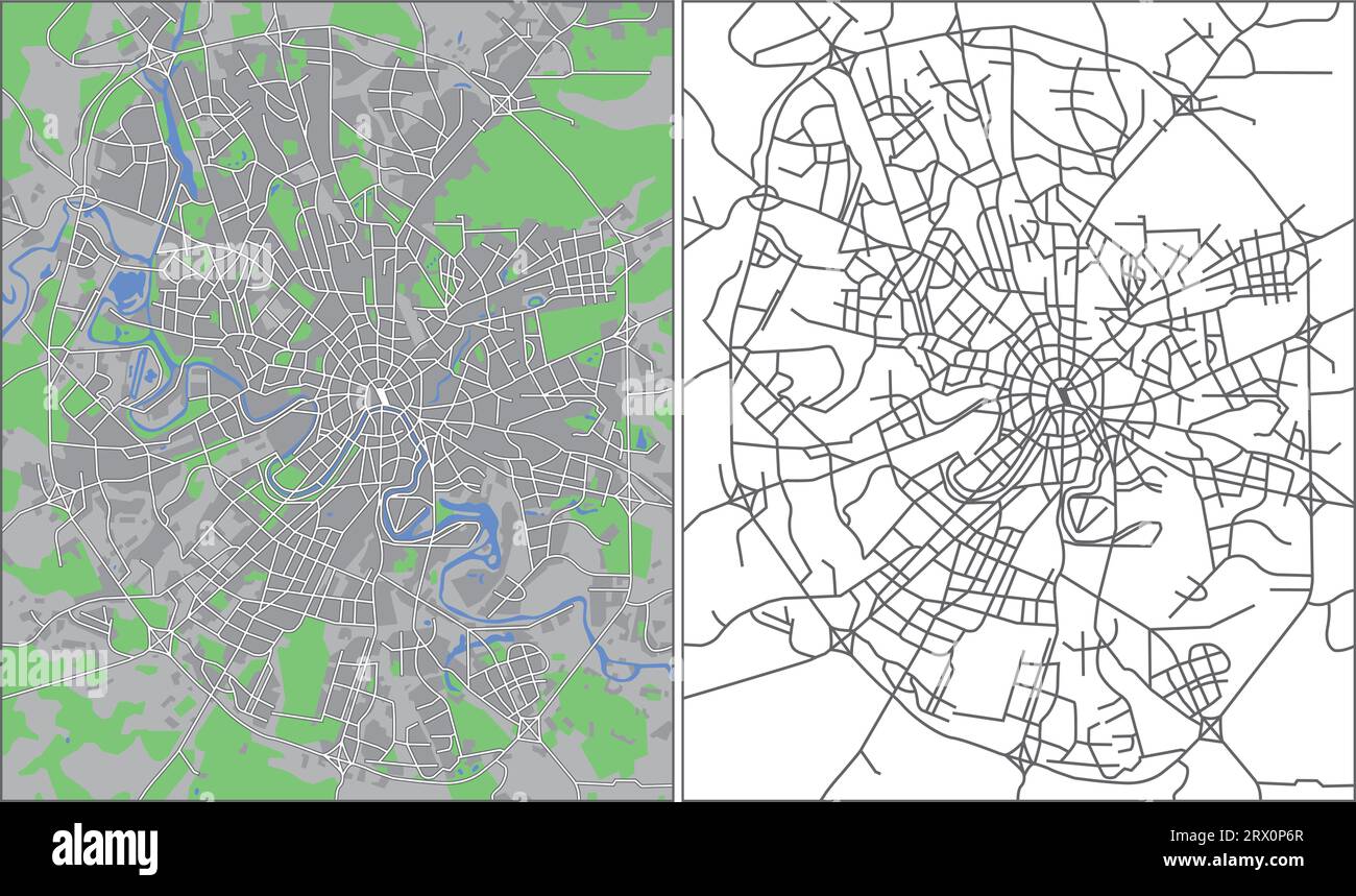 Layered editable vector streetmap of Moscow,Russia,which contains lines ...