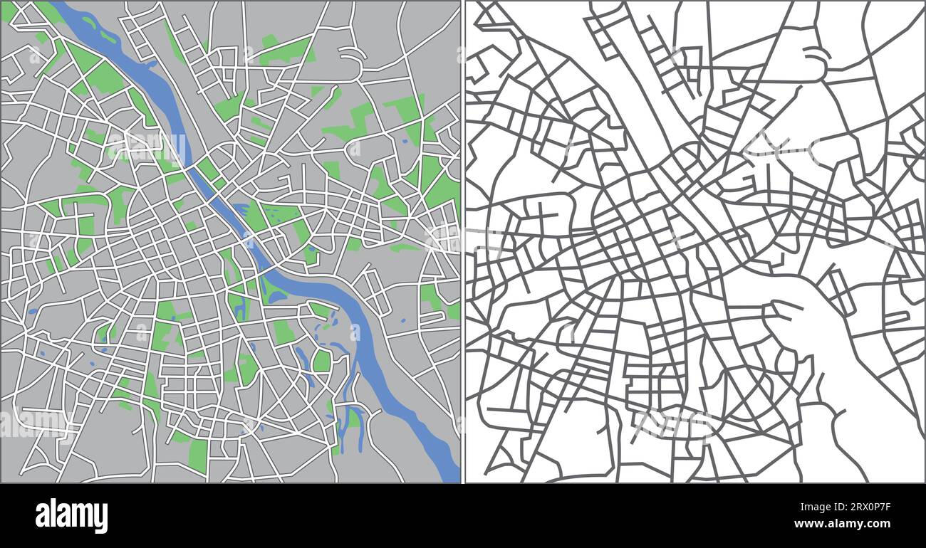 Warsaw map Stock Vector Images - Alamy
