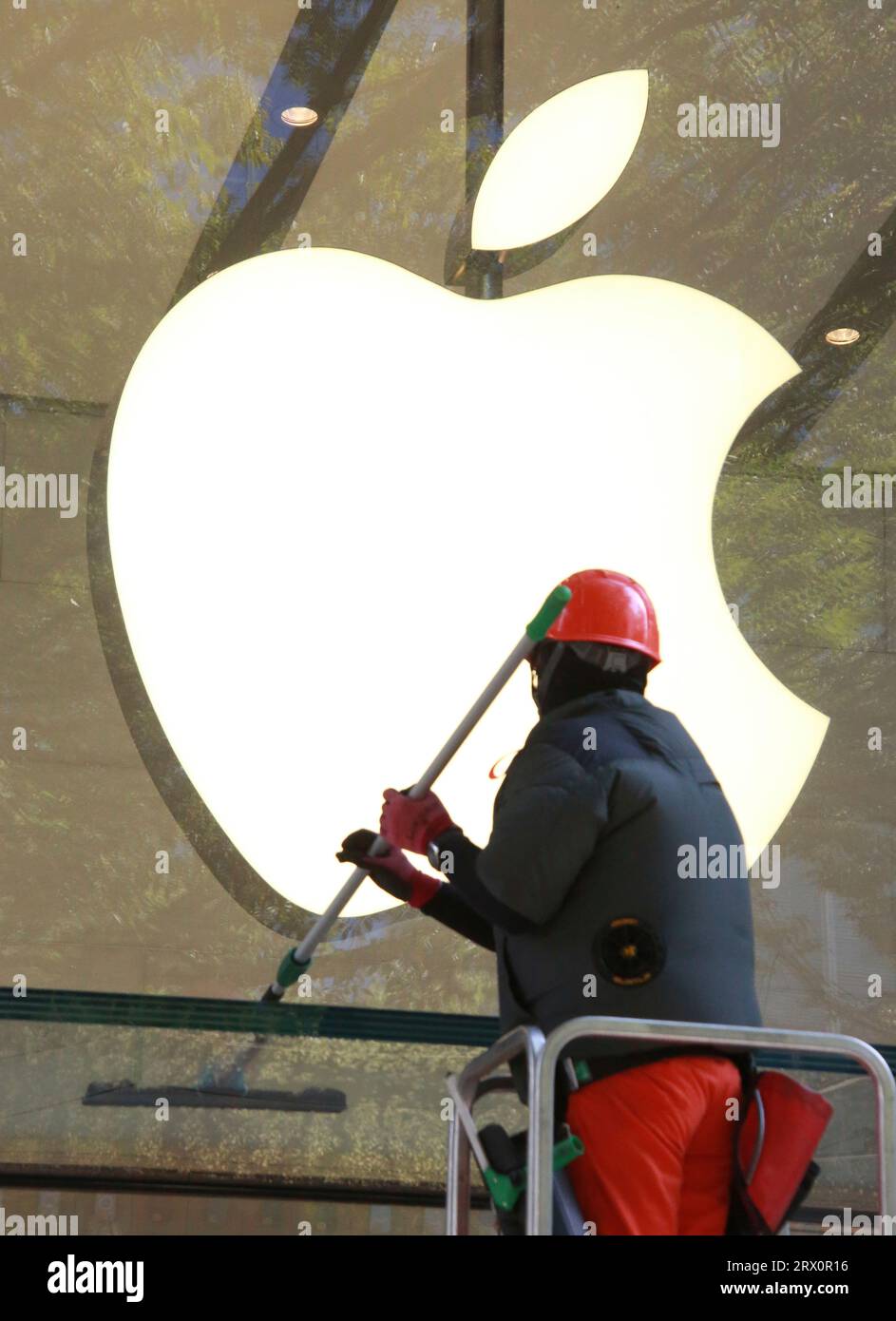 The trademark of Apple Inc. is seen at Omotesando in Shibuya Ward ...