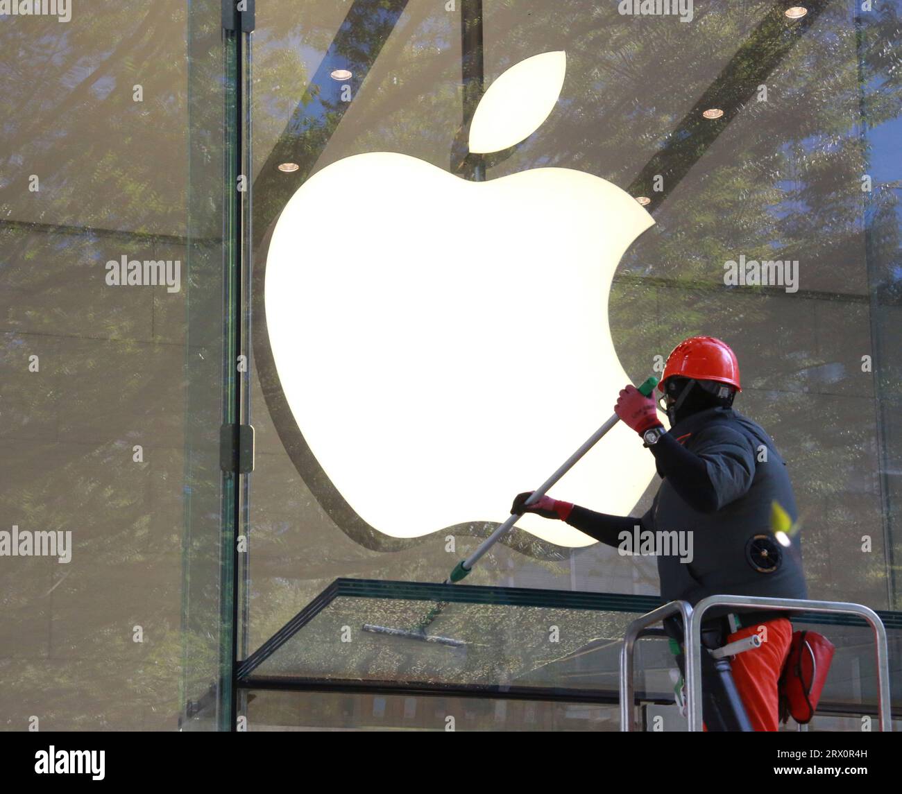 The trademark of Apple Inc. is seen at Omotesando in Shibuya Ward ...