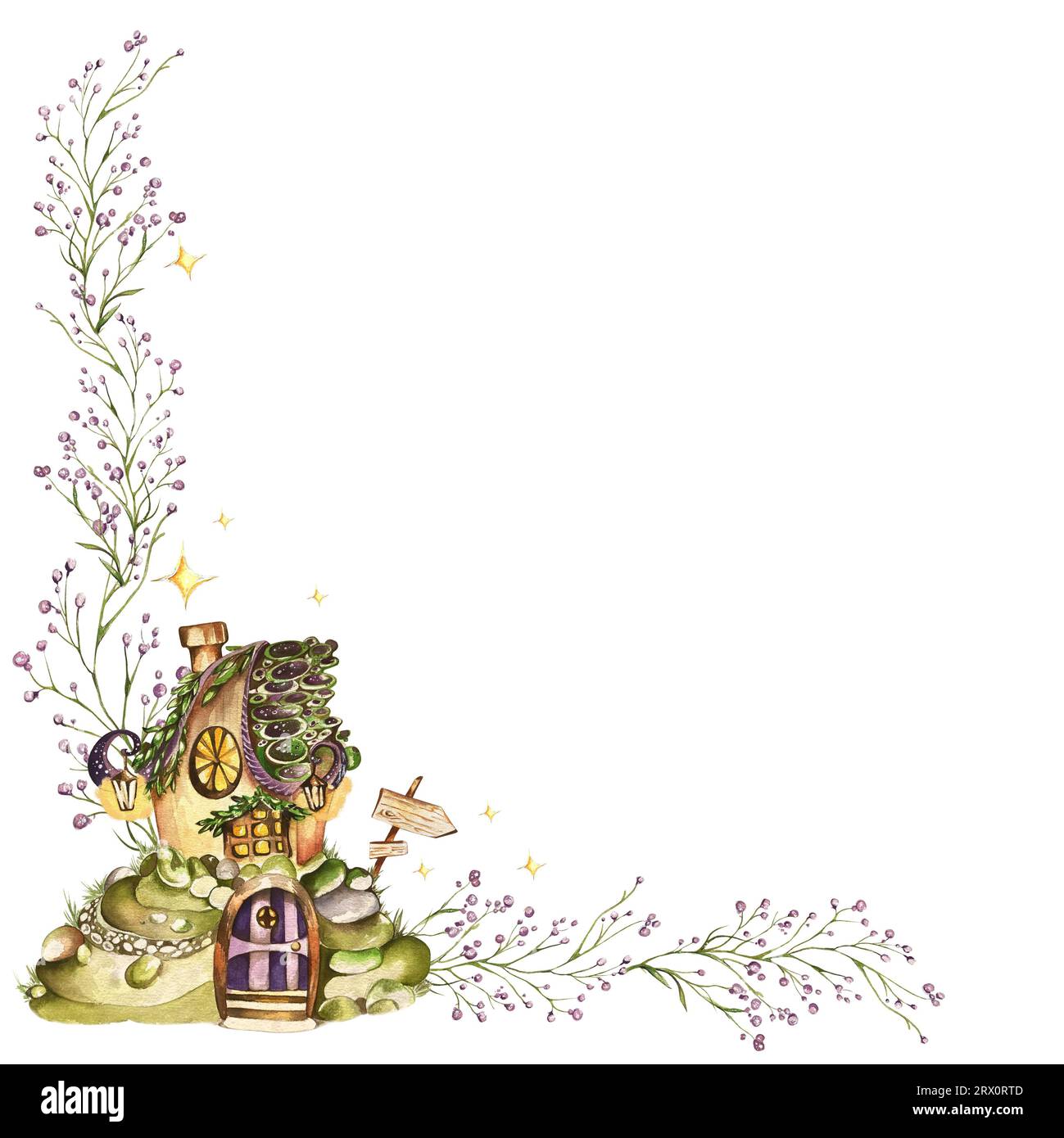 Colorful illustration of a fairy house . Hand drawn children ...