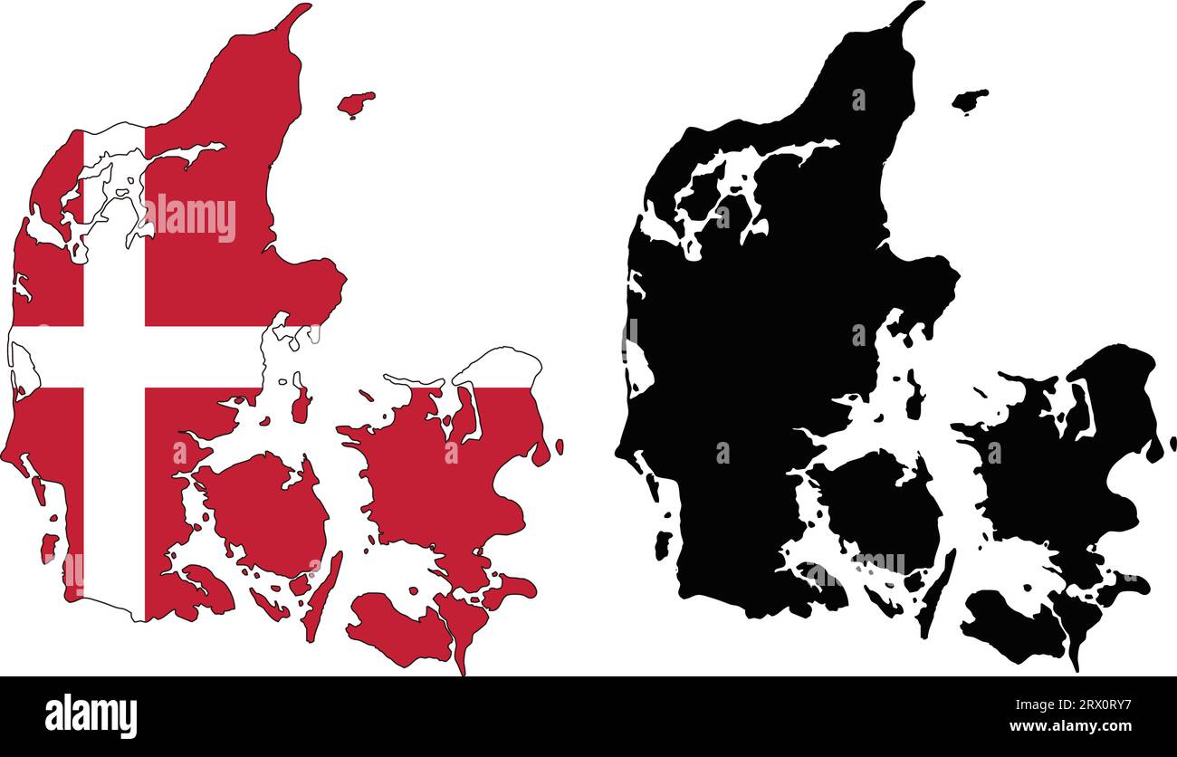 Layered editable vector illustration country map of Denmark,which contains two versions ...