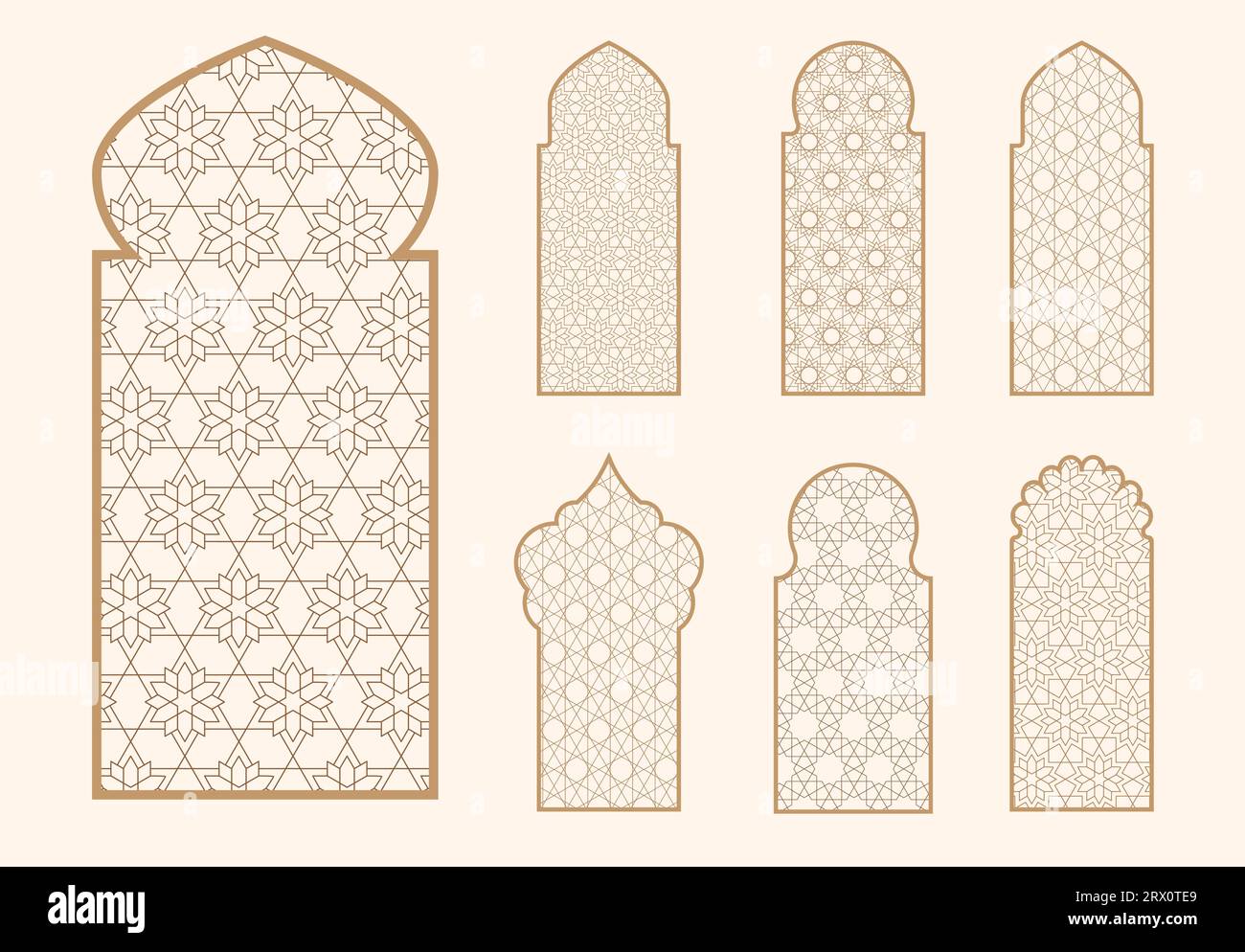 Islamic window shape with mashrabiya pattern. Arabic door frame ...