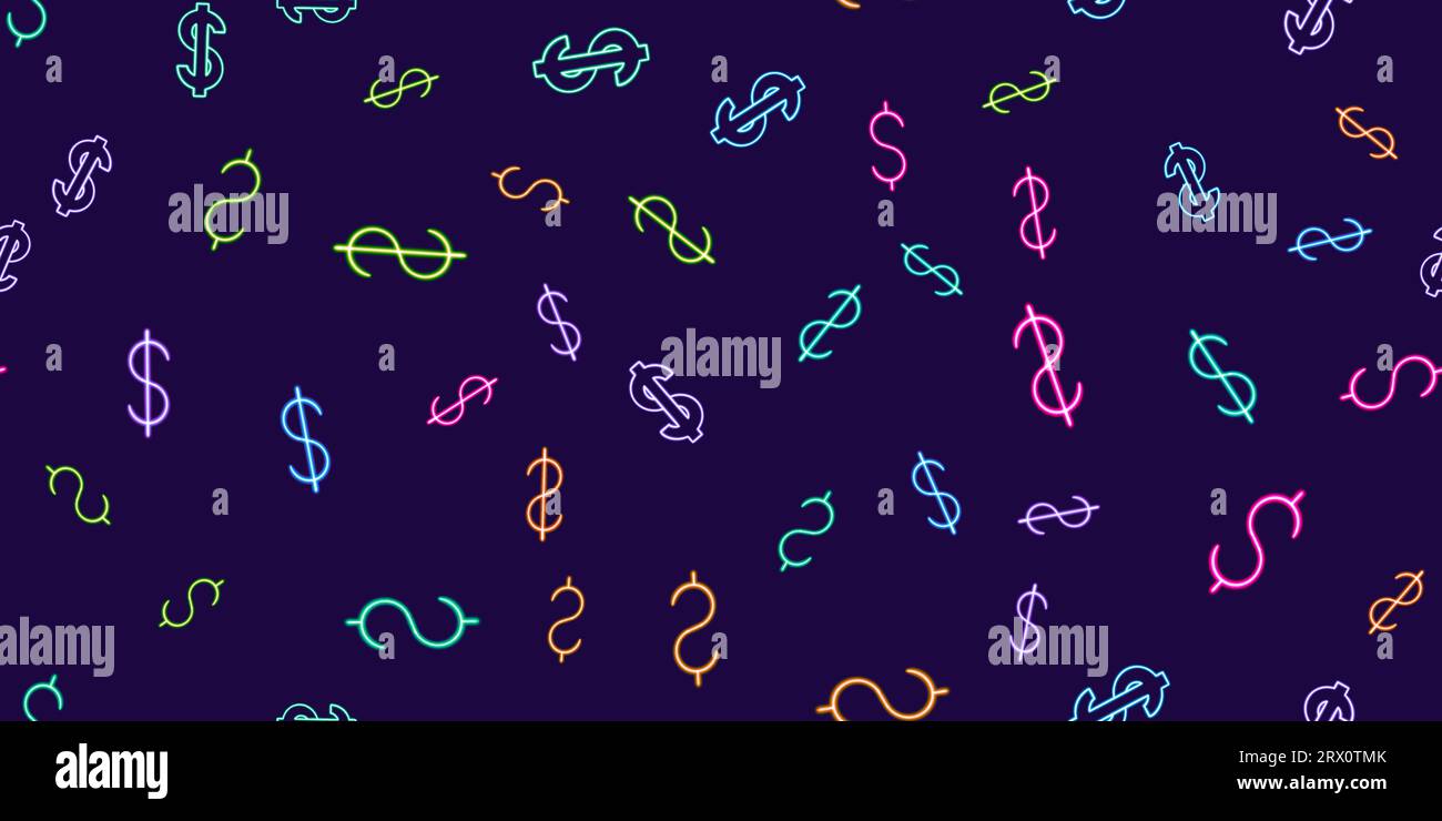 Neon Finance Seamless Pattern, glowing desktop icon, neon sticker, neon ...