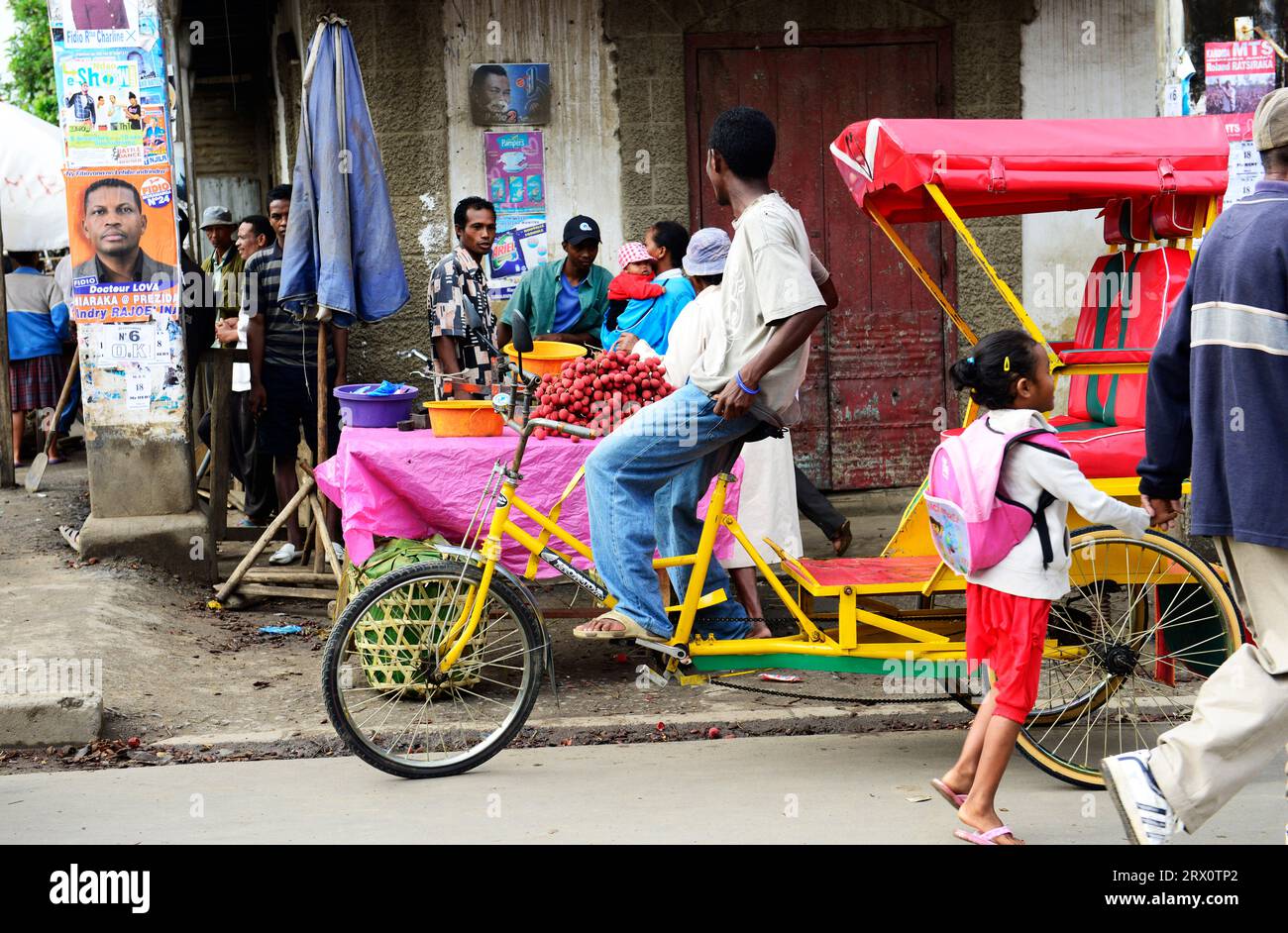 A colorful bicycle rickshaw in Moramanga, Madagascar Stock Photo - Alamy