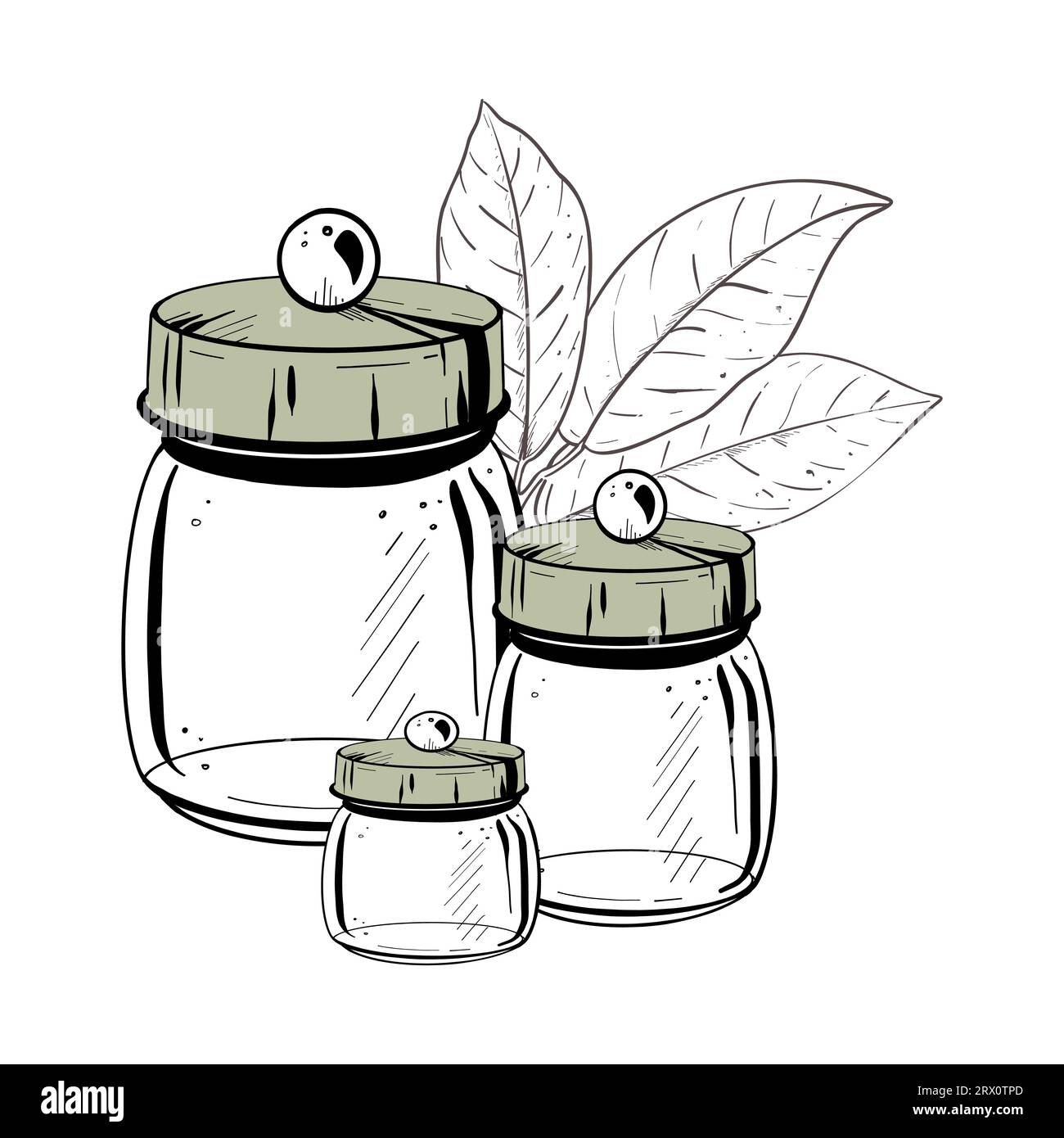Vector illustration set of three empty closed glass containers with ...