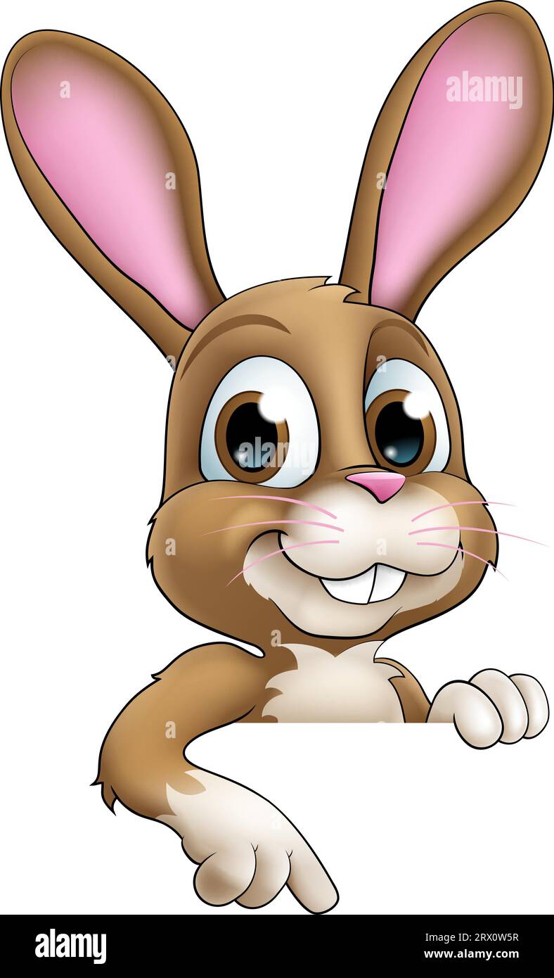 Easter Bunny Rabbit Cartoon Character Peeking Sign Stock Vector Image ...