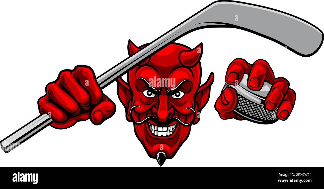 Devil Satan Ice Hockey Sports Mascot Cartoon Stock Vector Image & Art ...