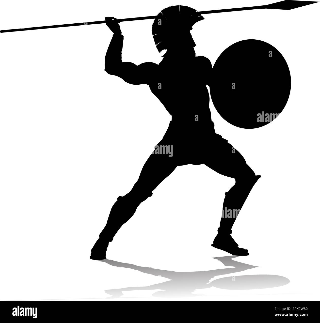 Spartan Silhouette Gladiator Trojan Greek Warrior Stock Vector Image ...