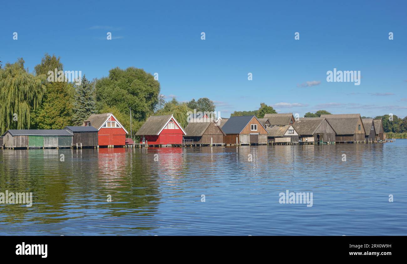 traditional Boat Houses in Roebel at Lake Mueritz in Mecklenburg Lake ...