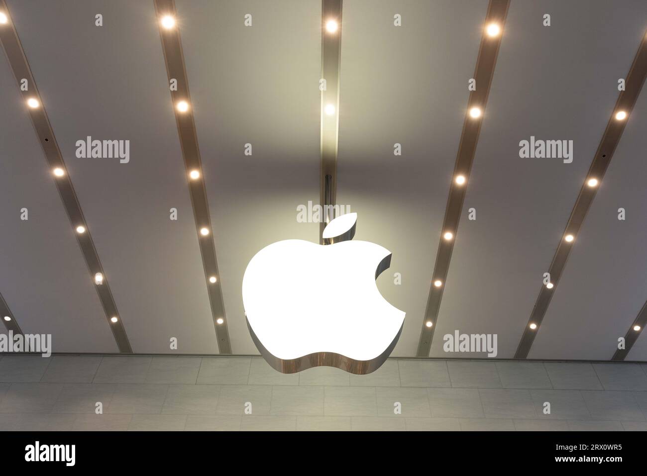 Apple Computers logo inside their flagship store in Omotesando, Tokyo ...