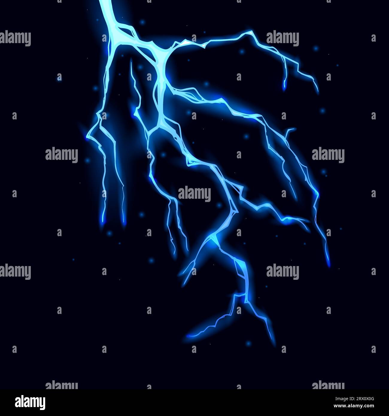 Blue lightning strike bolt silhouettes vector illustration. Black ...