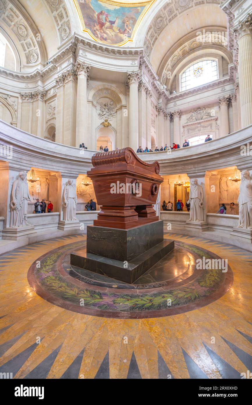 PARIS - APRIL 17, 2023: Tomb of Napoleon at Les Invalides. Keep the mortal remains of Napoleon ...