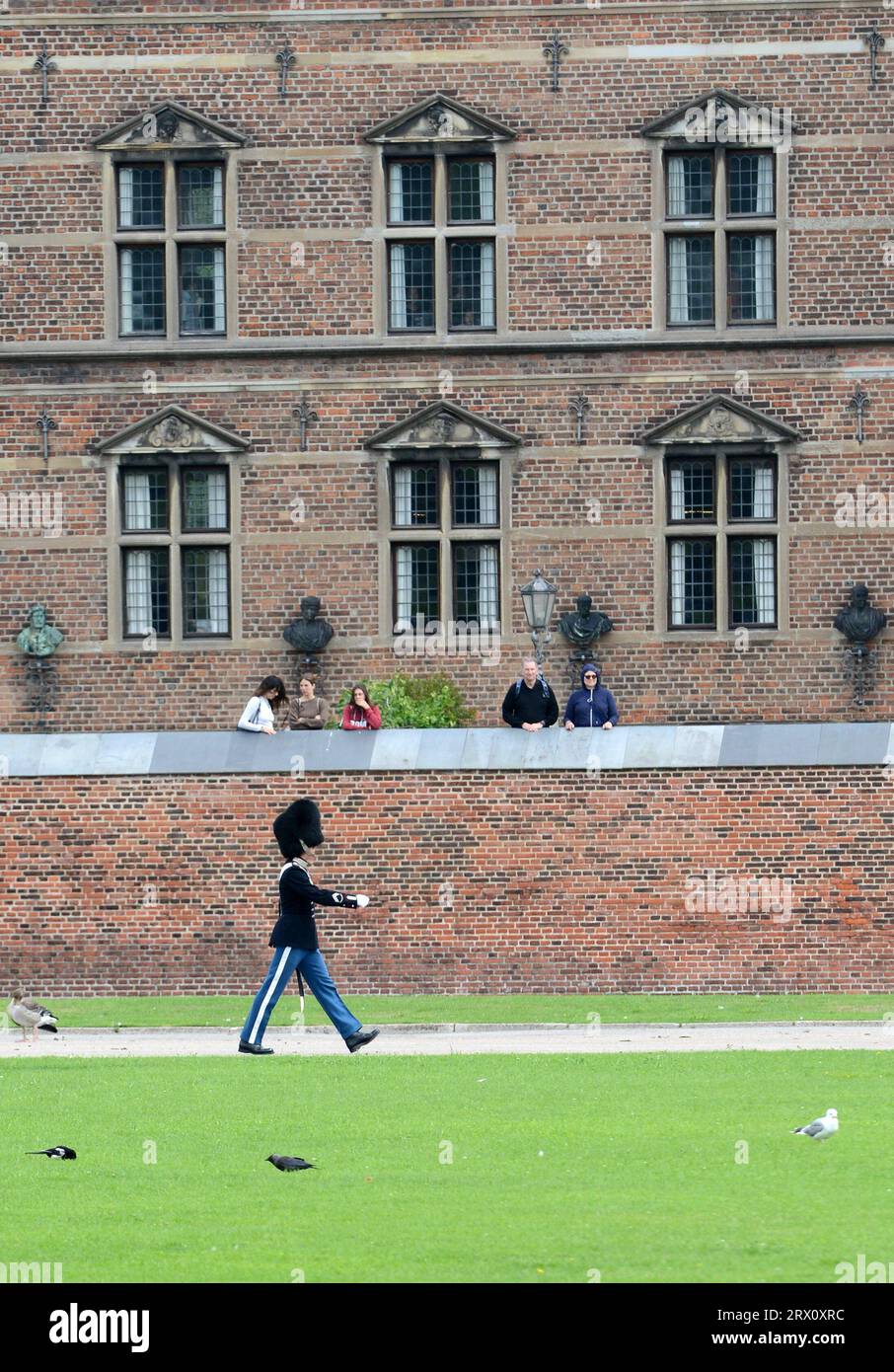 The Danish Royal Guard marching out from Rosenborg Castle towards the ...